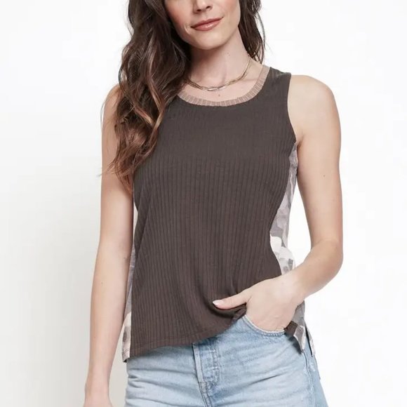 Mystree | Tops | Mystreenwt Camo Side Tank Dark Choco | Poshmark